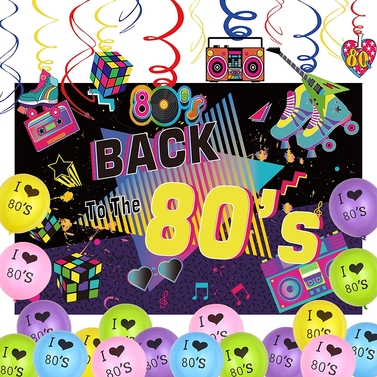80s Themed Party Decorations Back To The 80s Backdrop Retro Hanging 80s Themed Party Decorations Back To The 80s Backdrop Retro Hanging