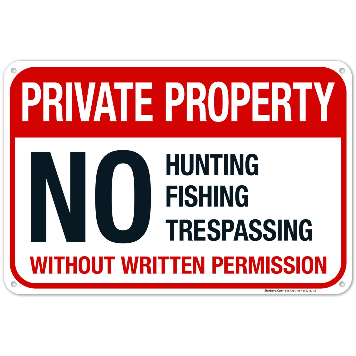 No Hunting Fishing Trespassing Without Written Permission Sign ...