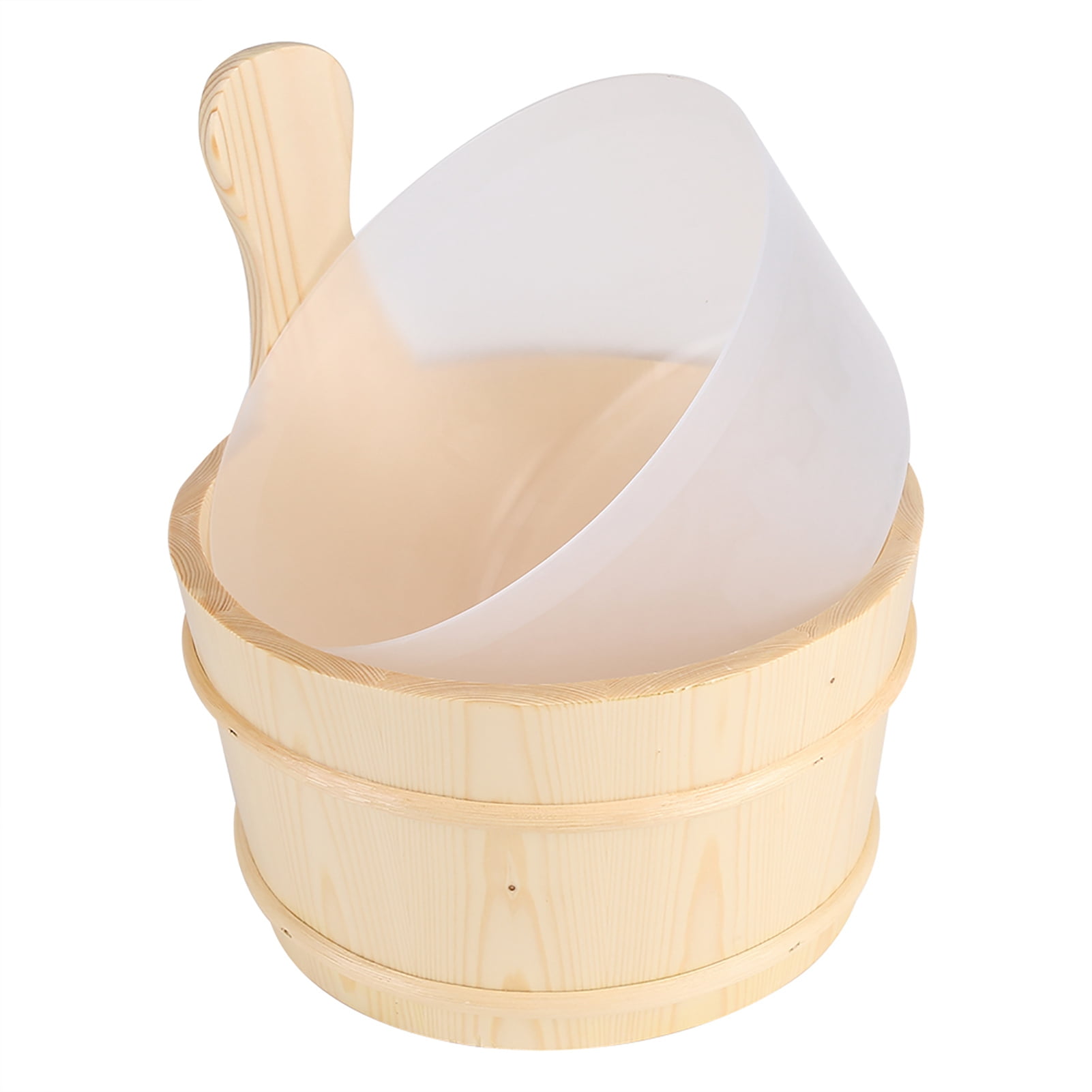 Cubo de madera, cubo de madera natural para baño Cubo de agua de madera ...