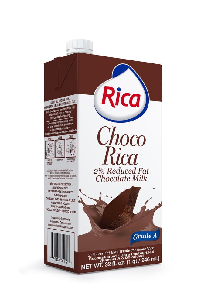 Choco Rica 2% Reduced Fat Chocolate Milk 32 fl oz | Long lasting Shelf ...
