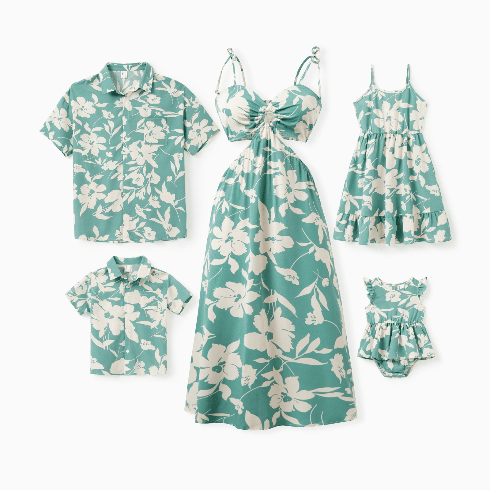 Click here for Patpat Family Matching Leaf Print Green Short-Slee... prices