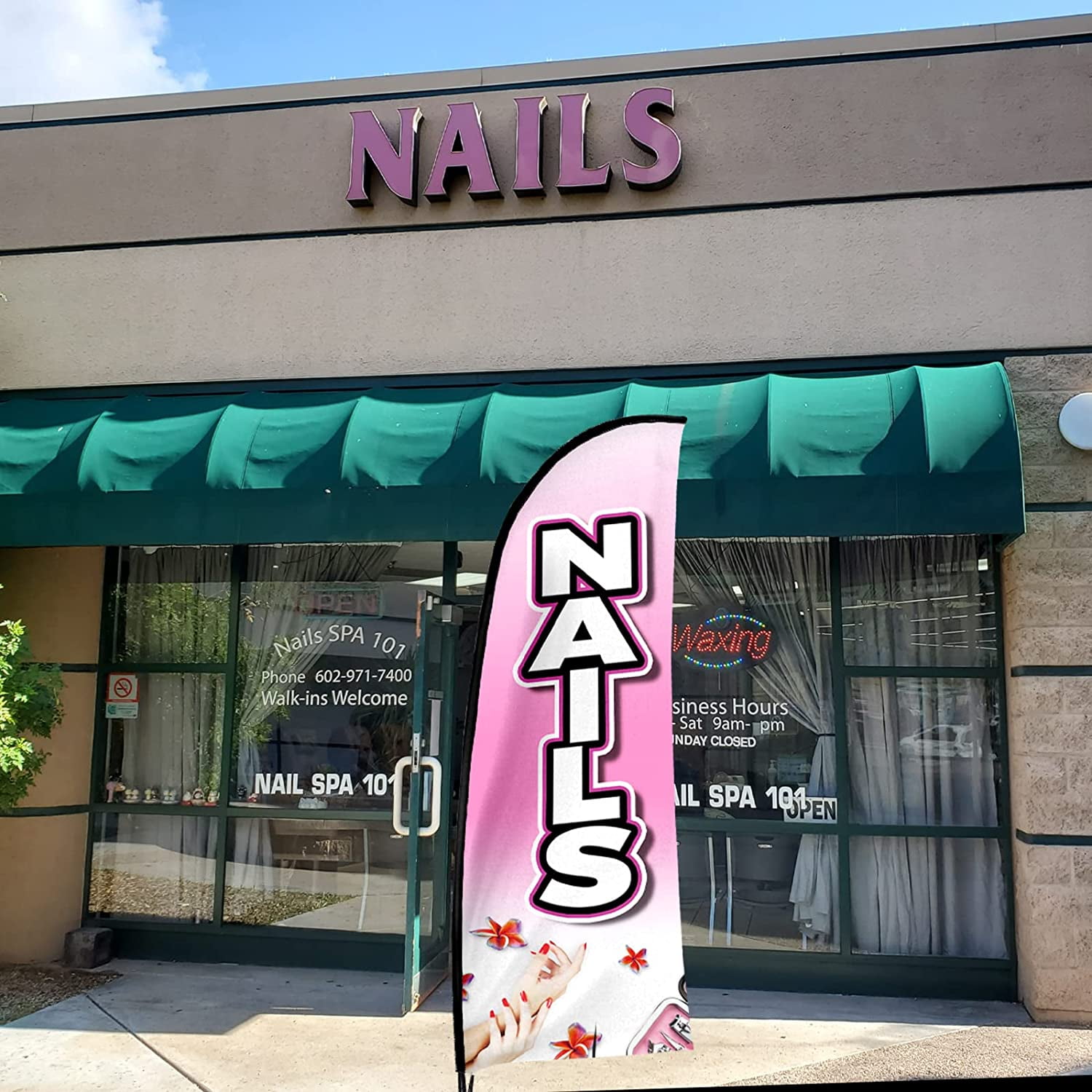 QSUM Nails Themed Swooper Flag, 7FT Nails Advertising Feather Flag with ...