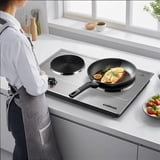 Cusimax Small Counter Stove, 1800W Dual Burner, Modern Stainless ...
