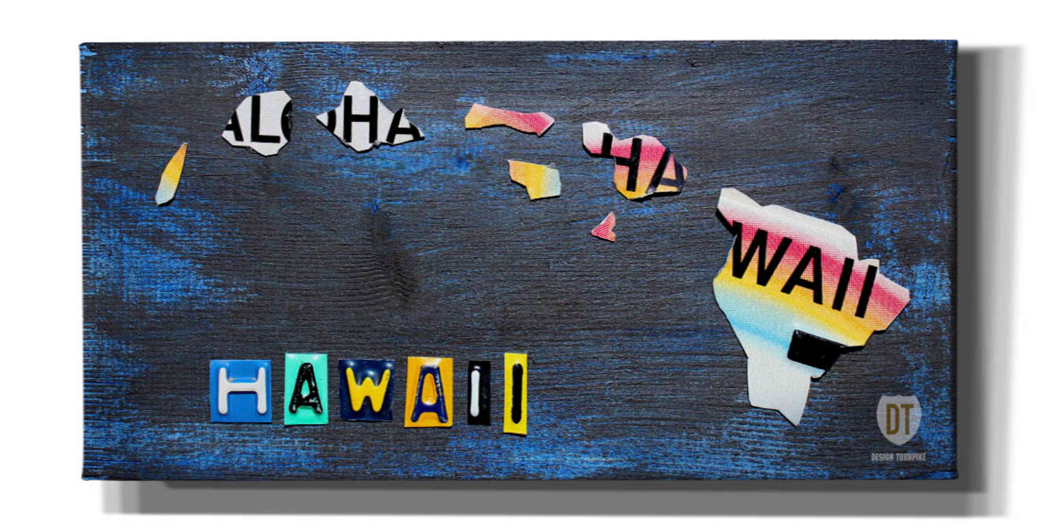 Epic Graffiti 'Hawaii State Map' by Design Turnpike, Giclee Canvas Wall ...