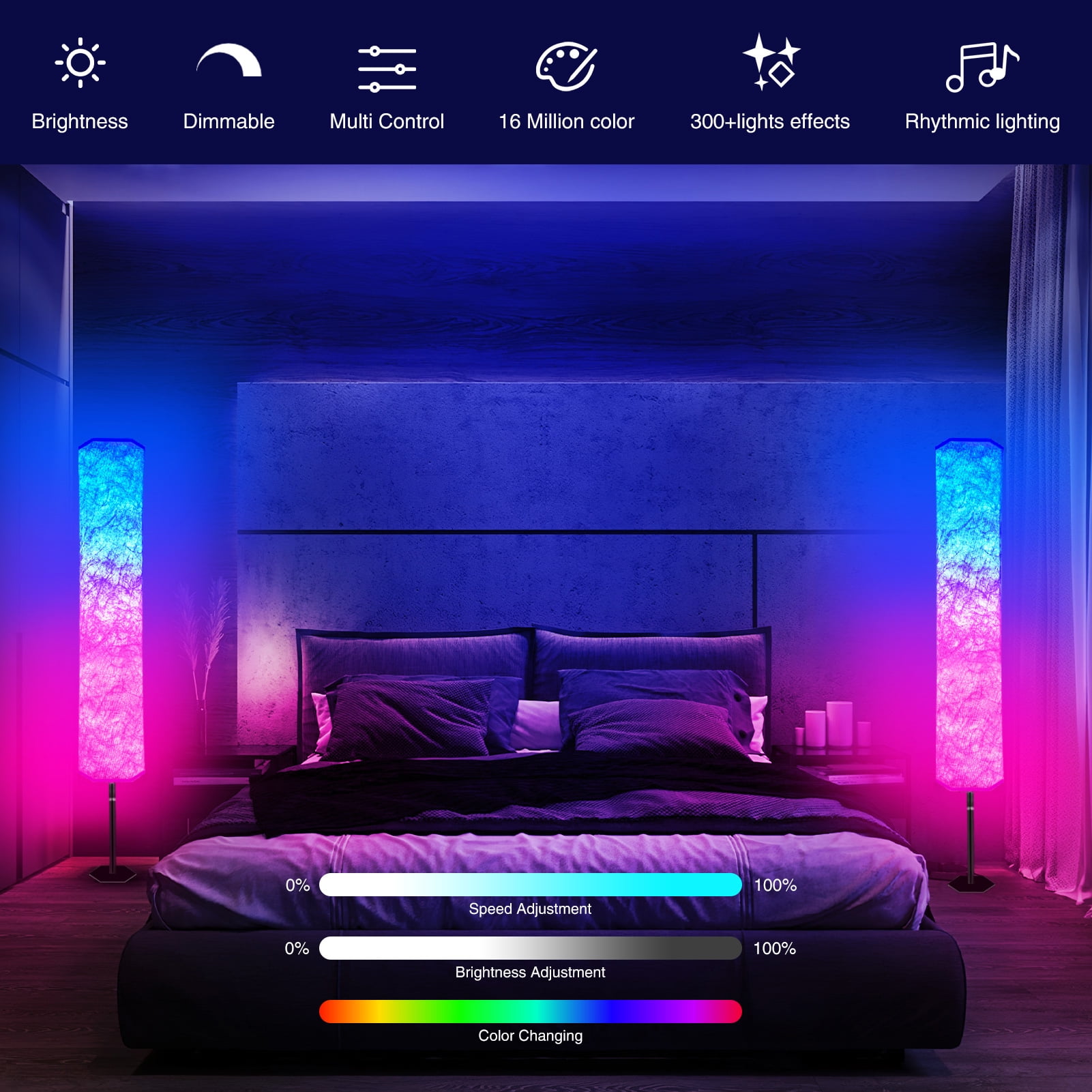 LED Floor lamp tuya smart control 32 colors and Dimming RGB light strip ...