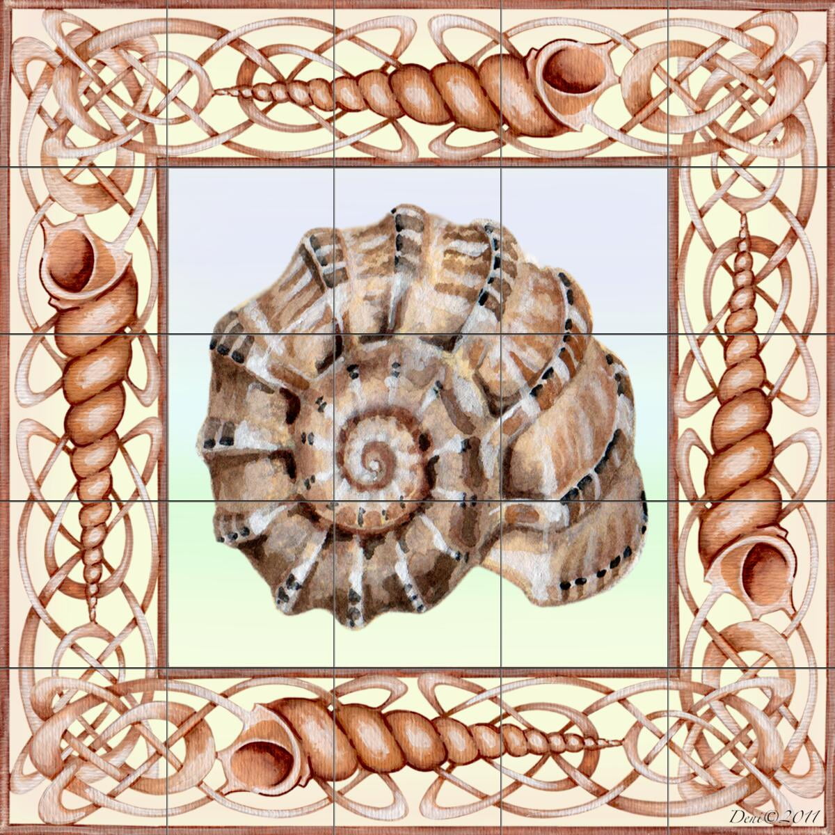 Tile Mural Bathroom Backsplash - Seashell Square 1-DF - by Denise ...