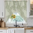 Abstract Palm Leaves Swag Curtain Valance for Window 2 Panels Green ...