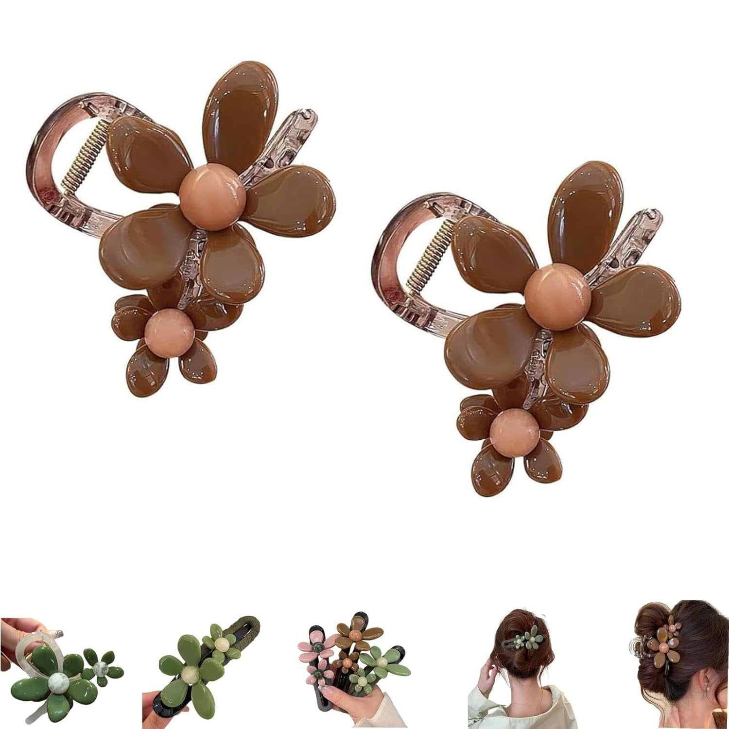 Pinzas rectas con diseño de pico de pato y flores retro, horquilla y ...