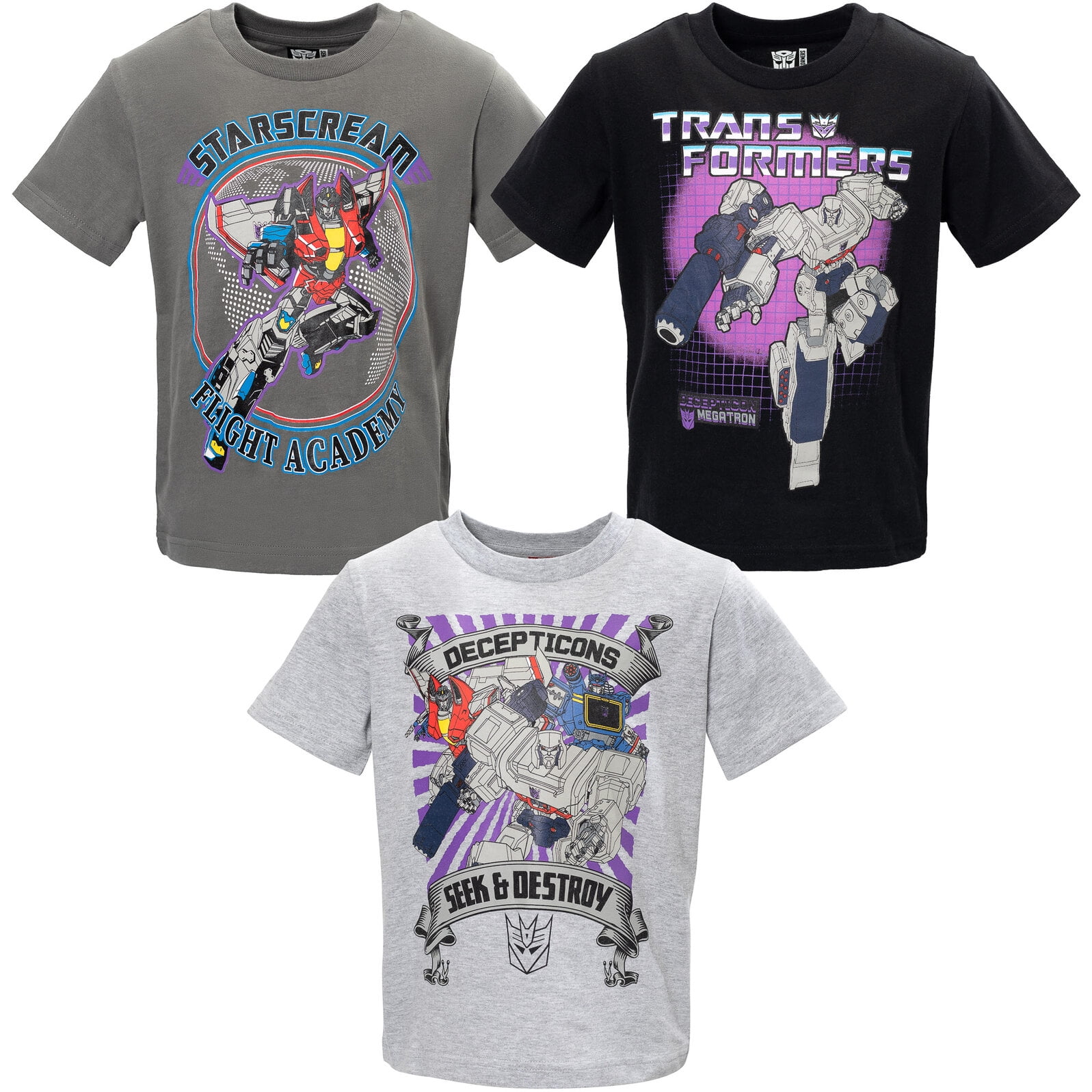 Transformers Megatron Big Boys 3 Pack Athletic Pullover T-Shirts ...