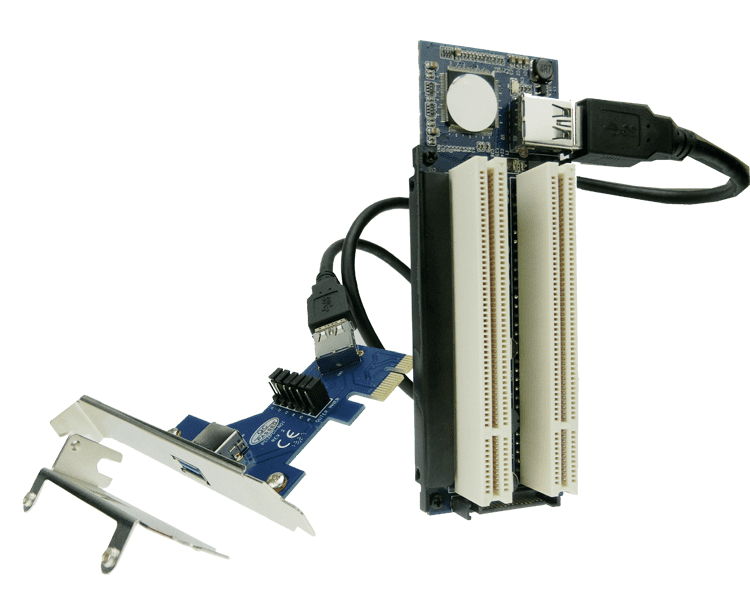 Buy PCI-E Express X1 to Dual PCI Riser Card with USB 3.0 Port Mining ...