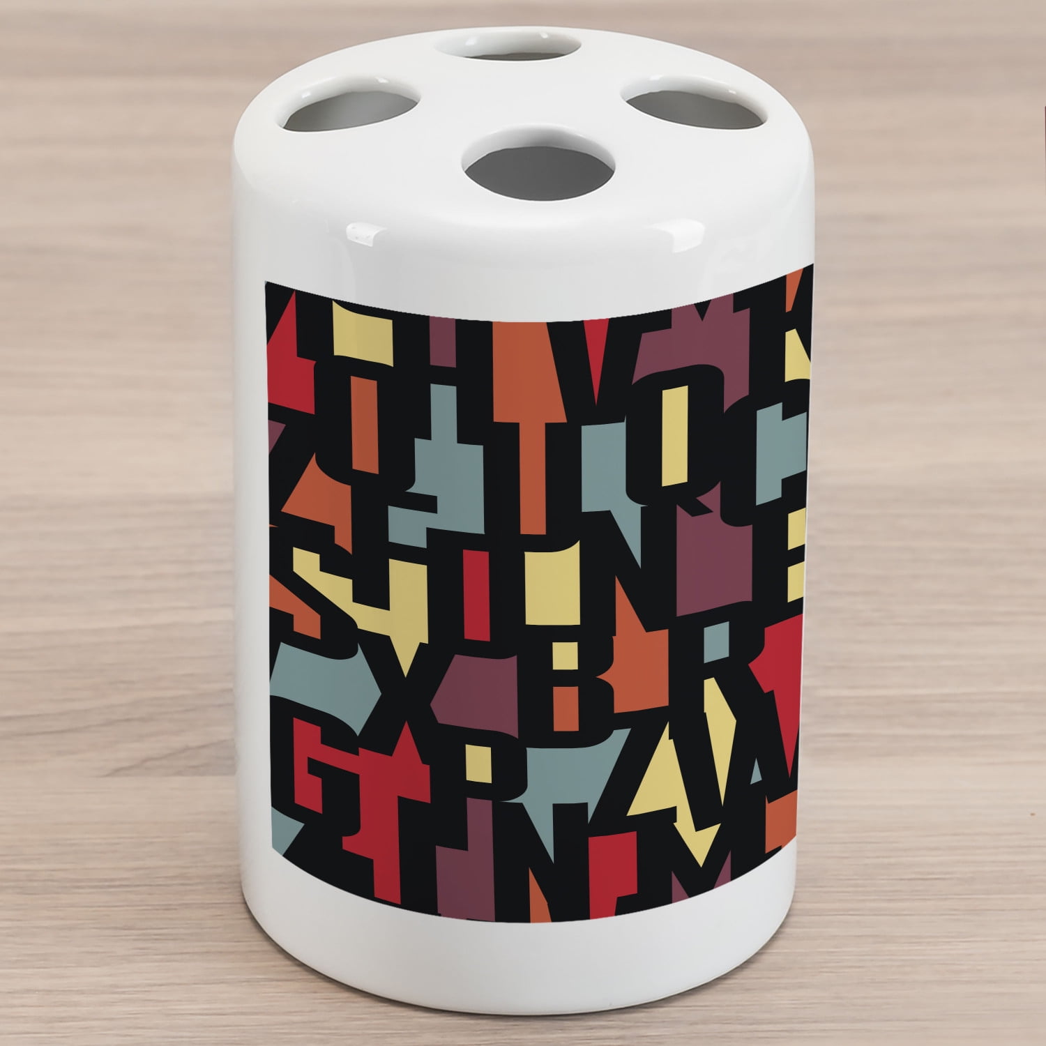 Abstract Ceramic Toothbrush Holder, Trippy Style Modern Mixed Fractal ...