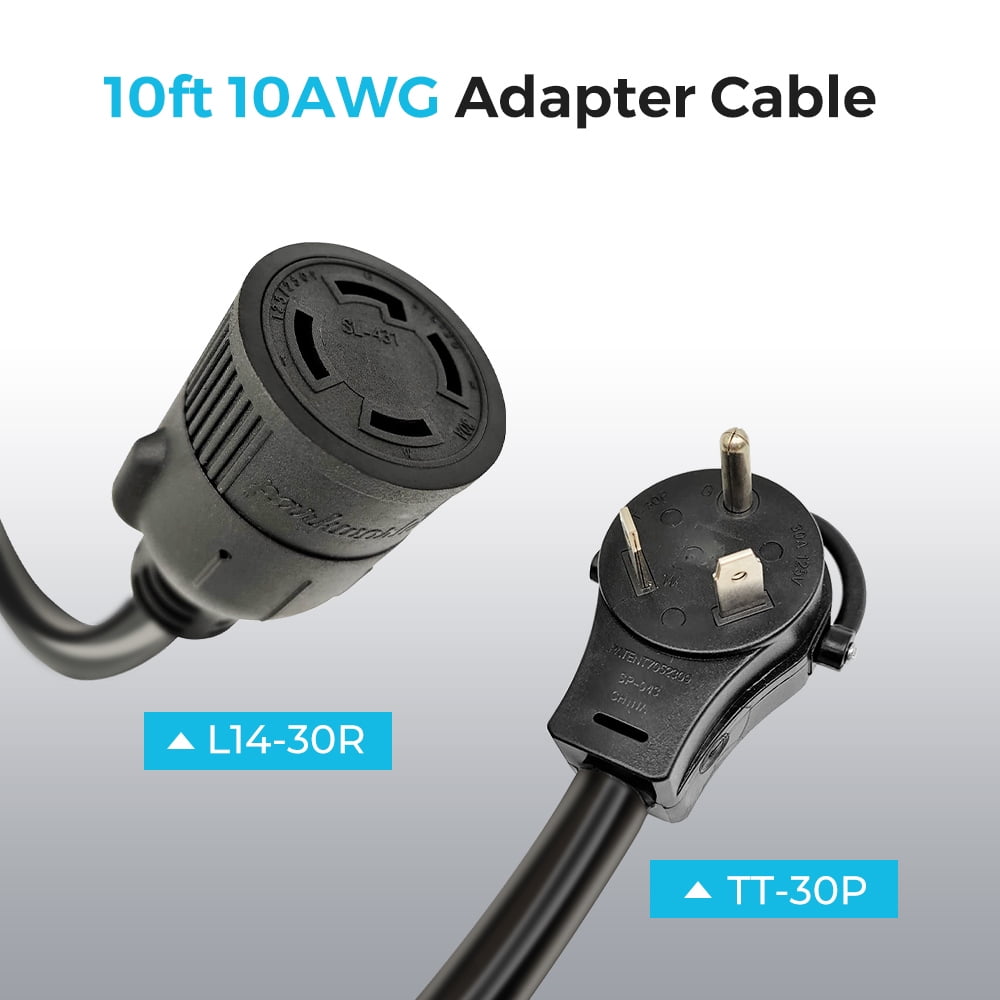 Buy Parkworld 10ft Extension Cord 10AWG TT-30P to L14-30R Adapter Cable ...