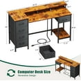 47 Inch Computer Gaming Desk with Power Outlets LED Lights Reversible ...