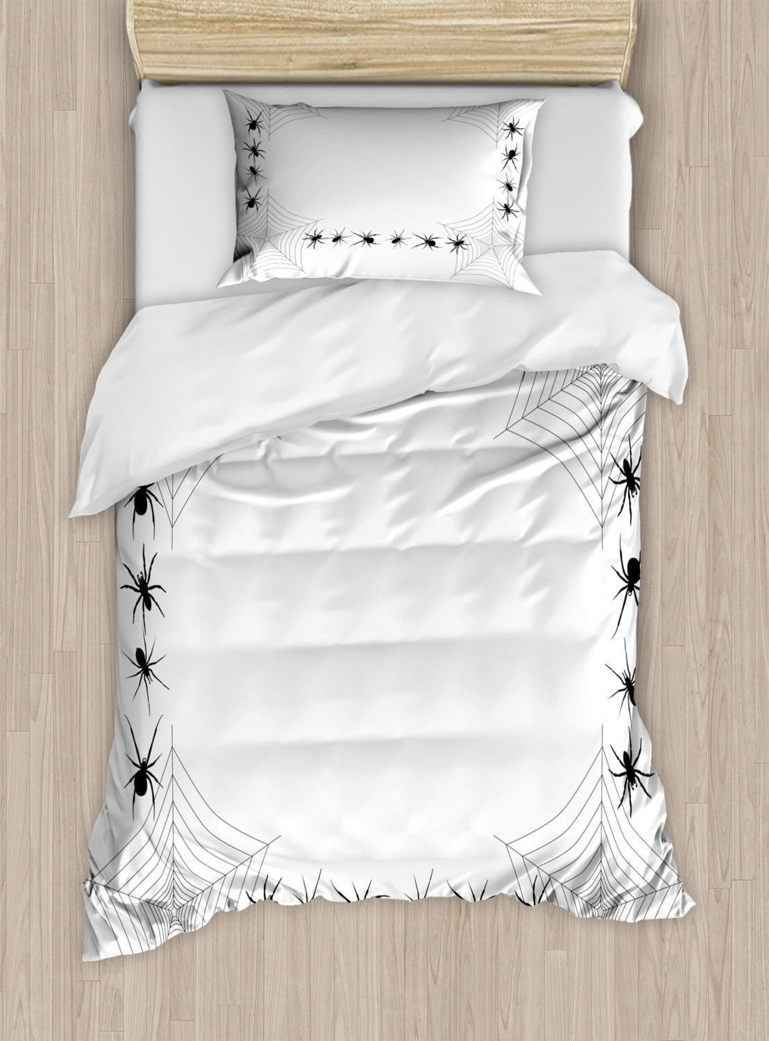 Spider Web Duvet Cover Set Twin Size, Creepy Framework with Arachnid ...