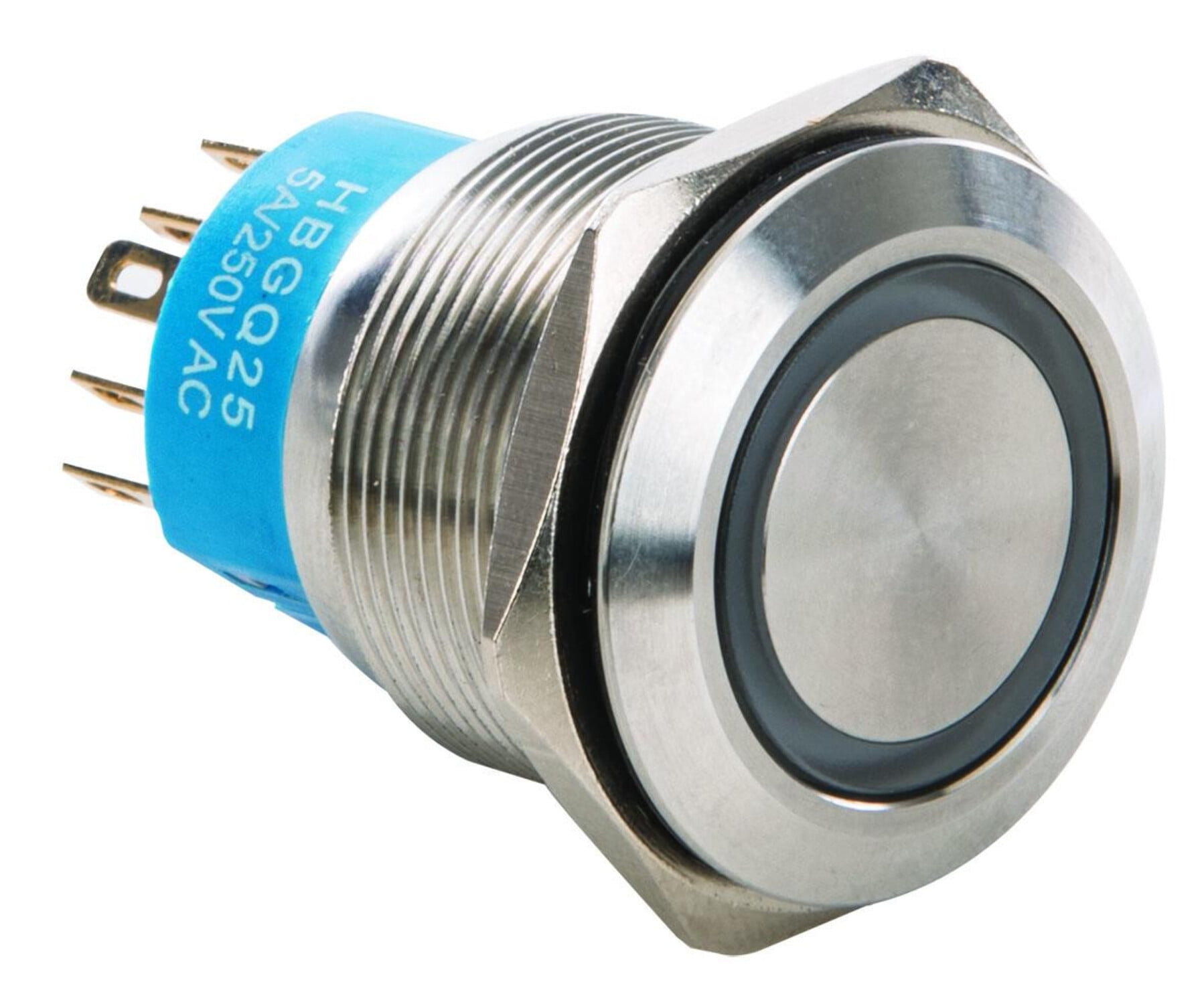 Steren 3A push button Switch with round metal and Blue light - Walmart.com