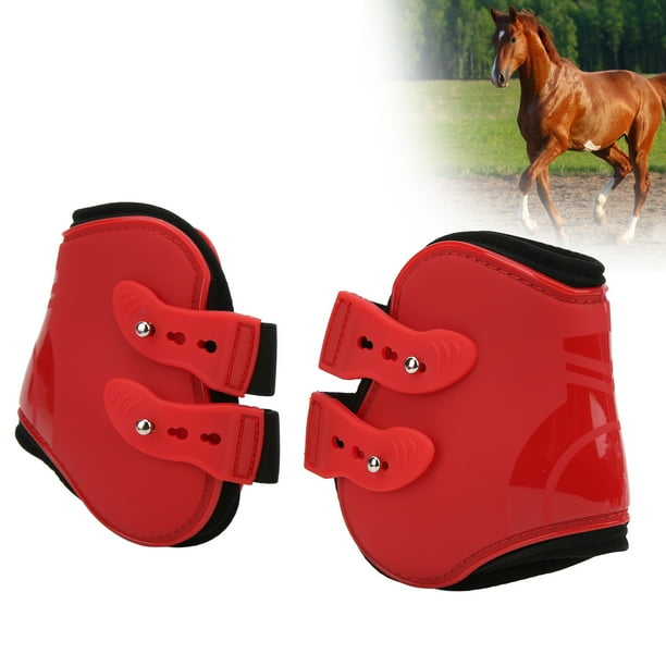 2 Pcs Horse Hind Leg Shin Guards, PU Material Red Color Horse Hind Leg Protection For Equestrian ...