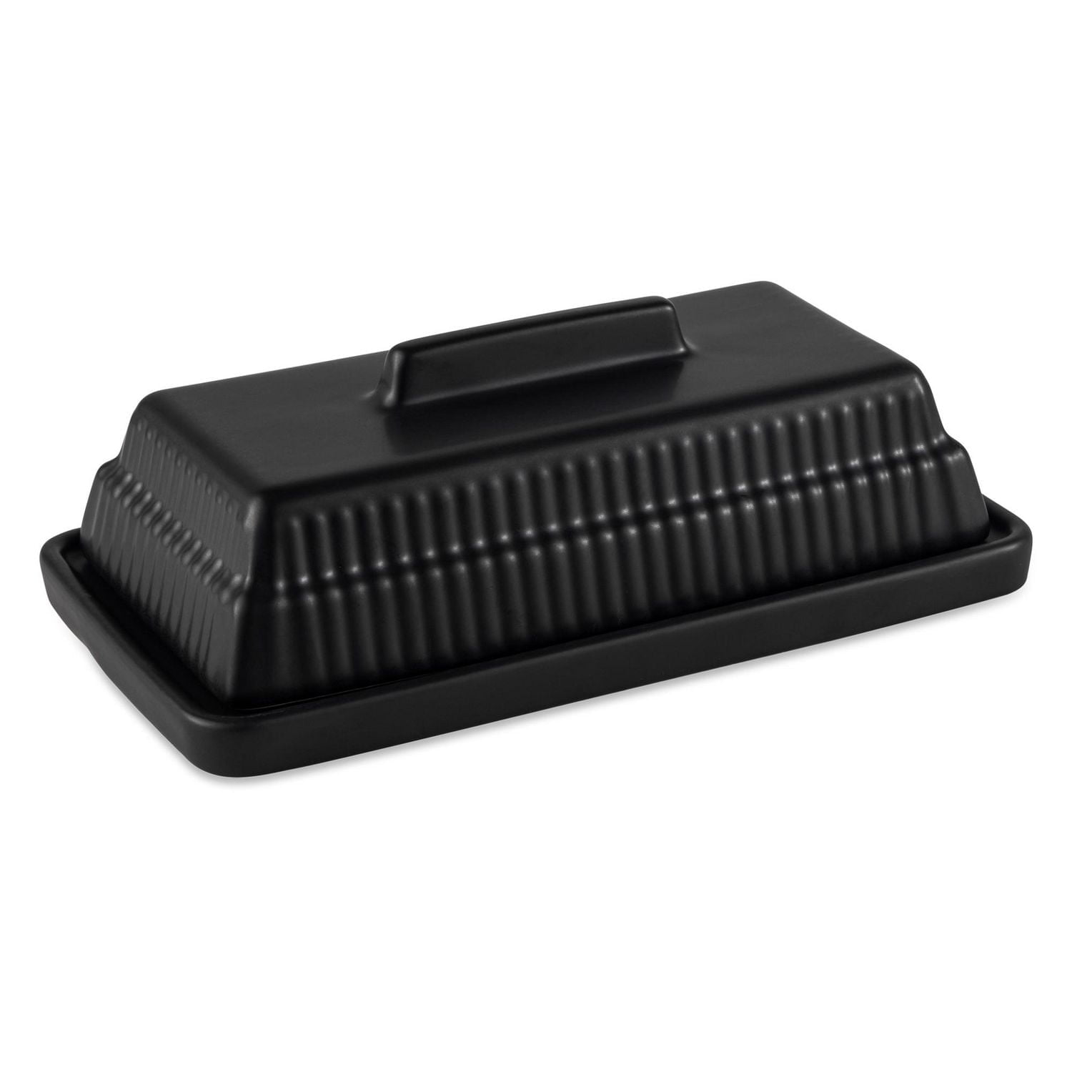 Click here for Thyme & Table  Ceramic Ribbed Butter Dish  Black prices
