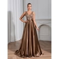 V Neck Mother of The Bride Dresses for Women Satin Prom Party Dress ...