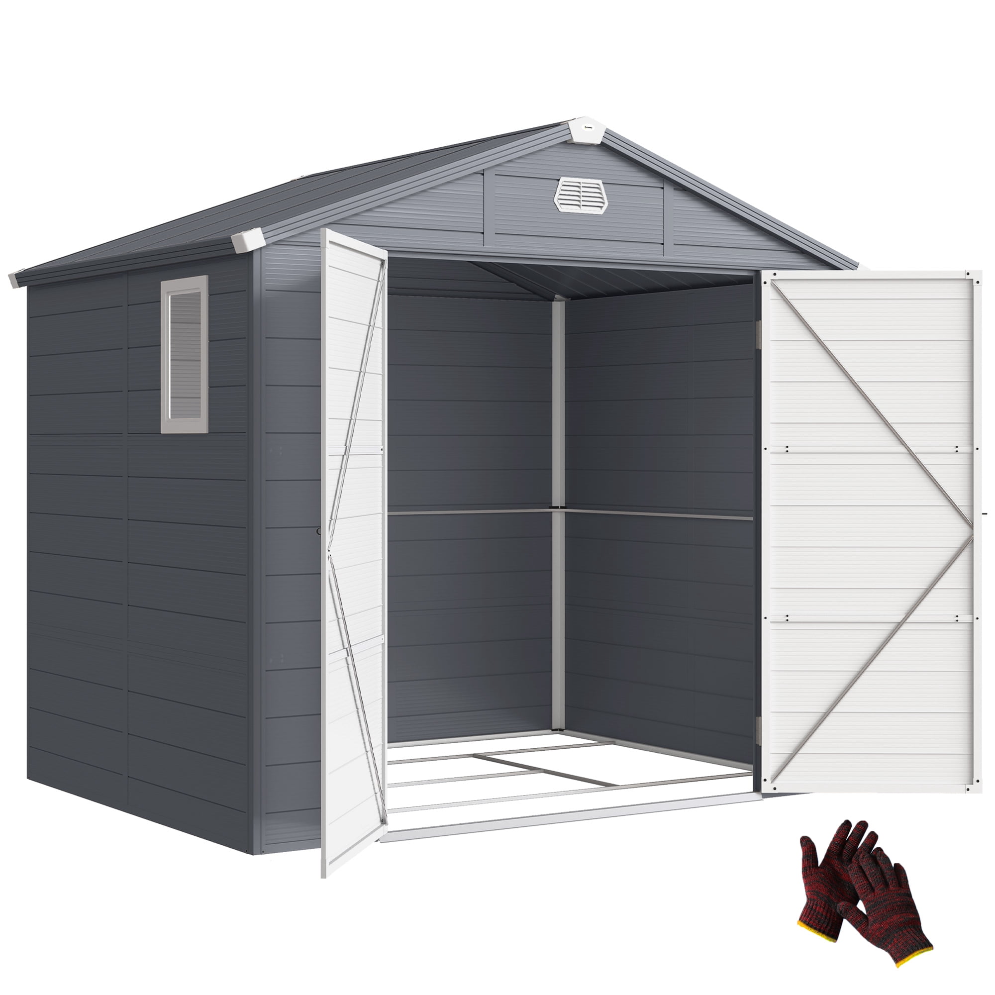 Click here for Outsunny 8 X 6 Plastic Garden Storage Shed With Ai... prices
