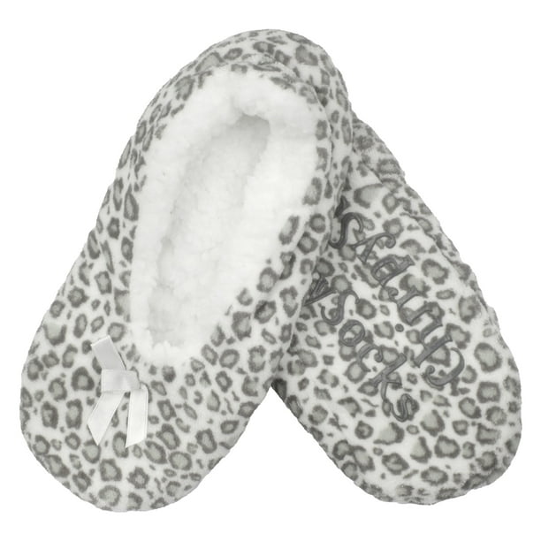 Women's Soft Fuzzy Light Cheetah Print Non-Slip Lined Slip-On Slippers ...