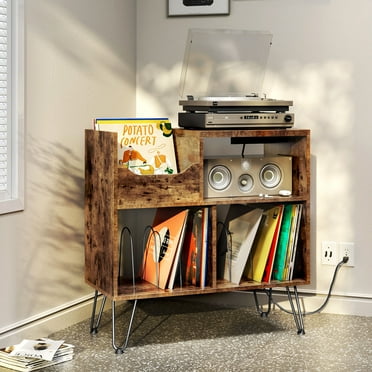 Dextrus Record Player Stand with Storage, Turntable Stand with Sliding ...