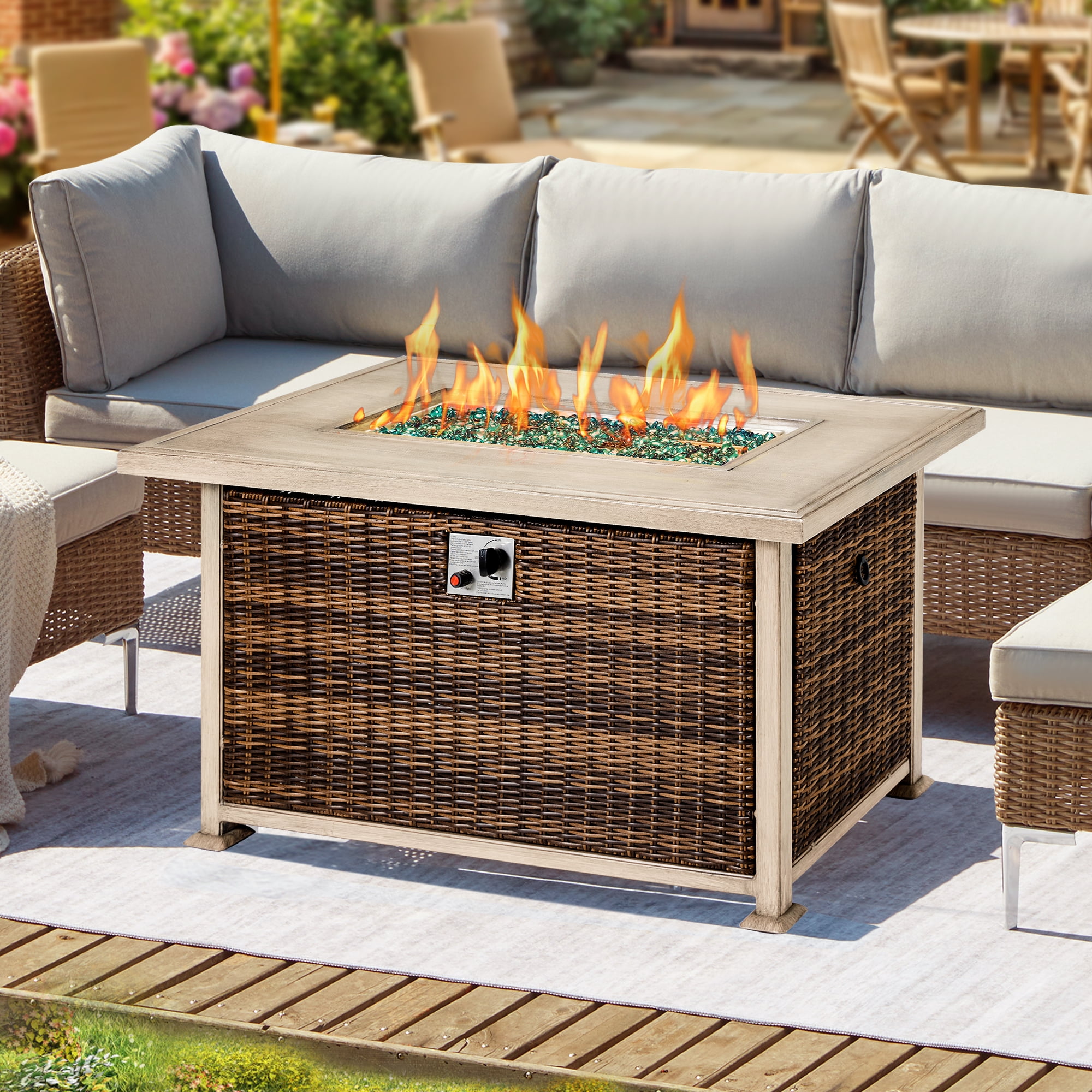 Homrest 50 inch Fire Pit Table,Aluminum table top,propane,Gray and ...