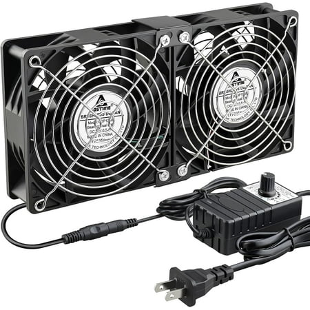GDSTIME Big Airflow 2 * 120mm X 38mm Fans DC 12V Powered Fan with AC ...