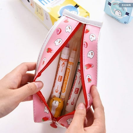 3 Pcs Creative Milk Cartons Waterproof PU Big Capacity Pencil Case ...