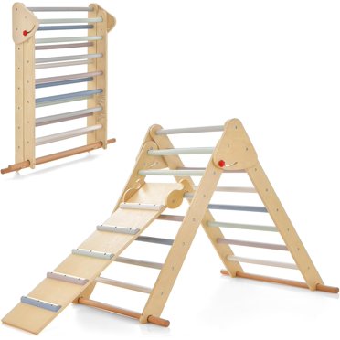 SKYSHALO 5-in-1 Climbing Playset for Toddlers, Includes Triangle, Ramp ...