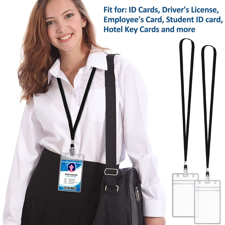 Id Badge Holder FZENeast ID Card Holder, 100 PCS Vertical Clear Plastic ...
