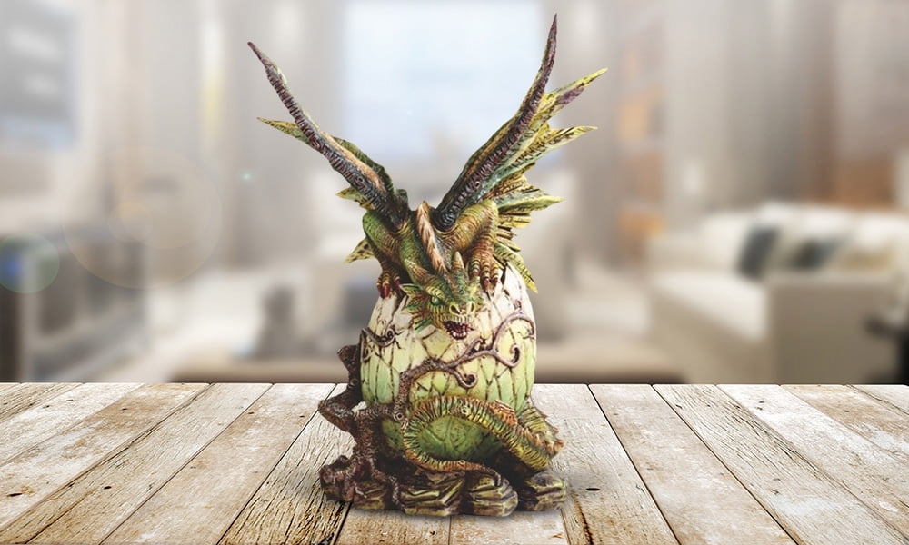 ICE ARMOR 8"H Green Dragon Hatching Out Of Egg Shell Statue Fantasy ...