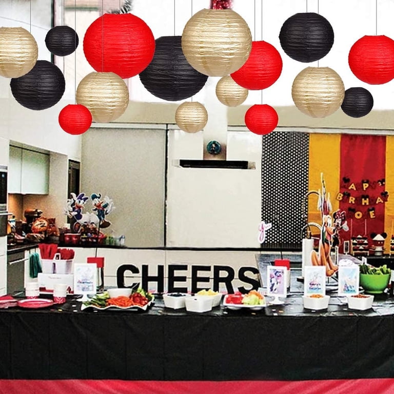 Graduation Party Paper Lanterns Black Gold Party Supplies, Paper
