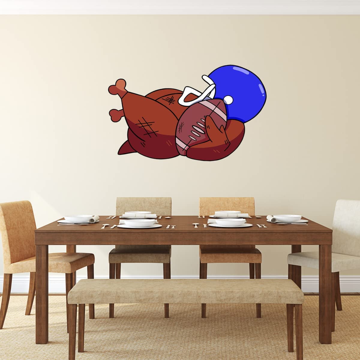VWAQ Football Turkey Funny Wall Decal Thanksgiving Peel and Stick Wall ...