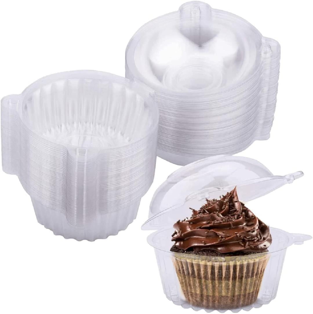 100 Pack Individual Cupcake Containers Plastic Disposable Cupcake ...