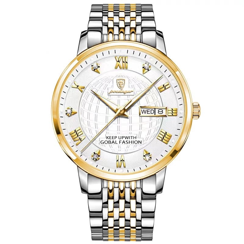 POEDAGAR Men Watch Stainless Steel Top Quailty Luxury Push Button ...