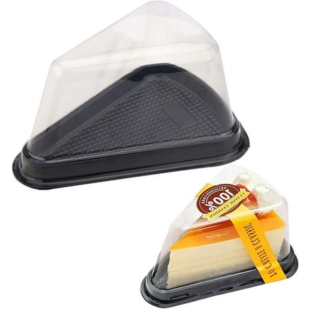 50Pack Clear Cake Slice Containers with Stickers Individual Disposable ...