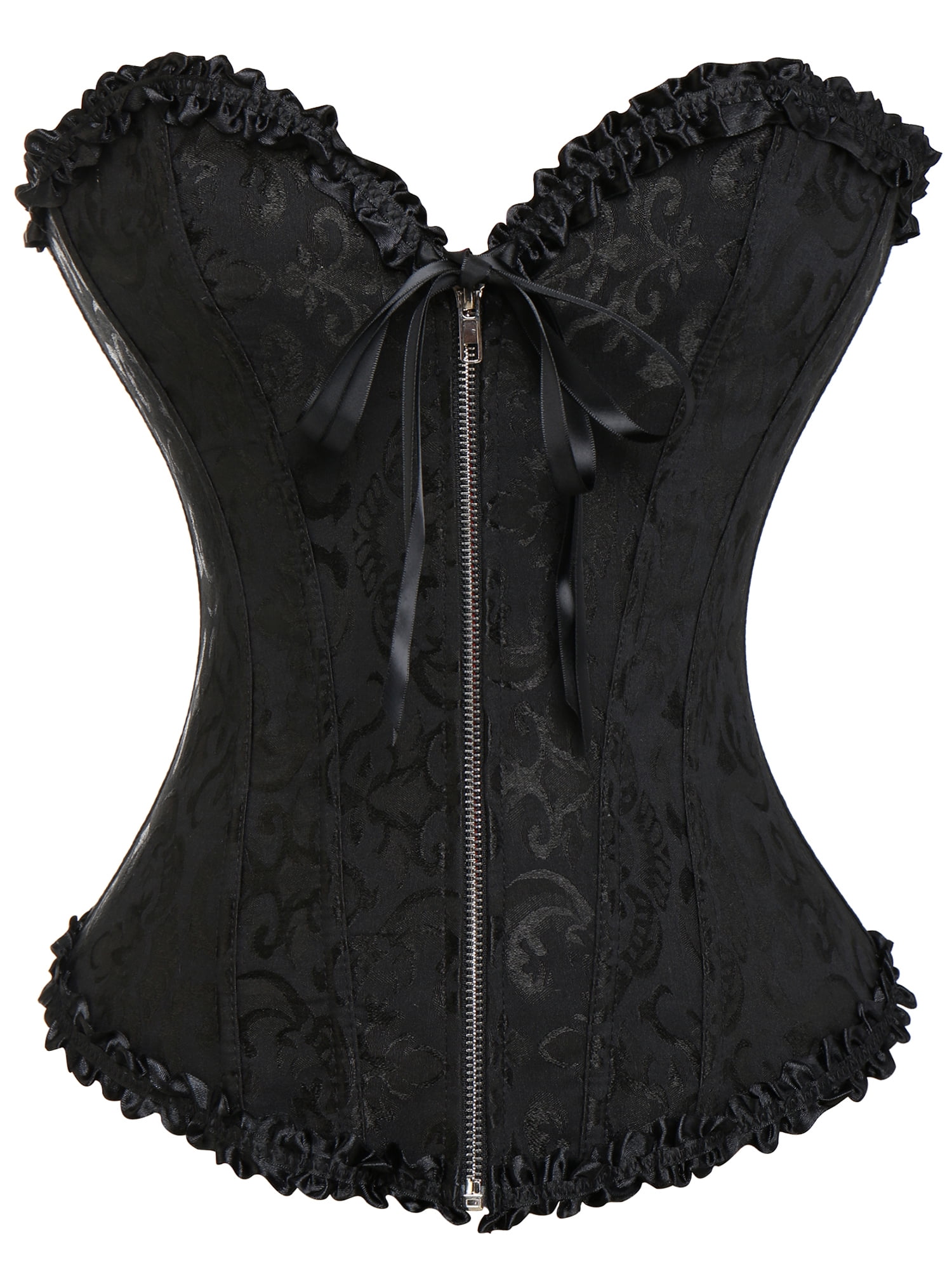 VASLANDA Women's Lace Up Boned Sexy Plus Size Overbust Corset Bustier ...