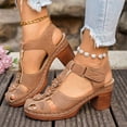 Bkhluea Women Floral Cutout Closed Toe Block Heel Sandals Hook And Loop ...