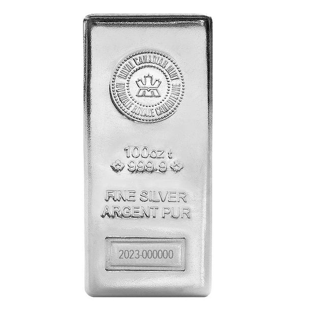 100 oz Royal Canadian Mint (RCM) .9999 Fine Silver Bar - Walmart.com