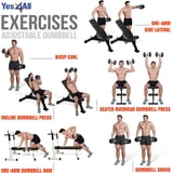 Yes4All 200 lbs Adjustable Dumbbell Weight Set, Cast Iron Dumbbell ...
