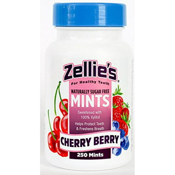Zellies Xylitol Sweetened Cherry Berry Mints, 250 Count Jar - Walmart.com
