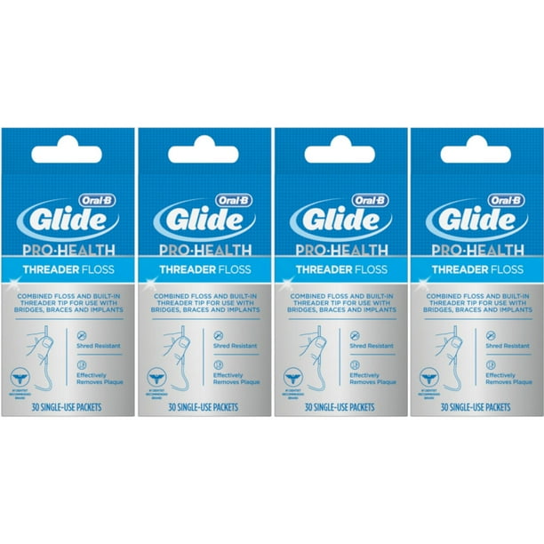 4 Pack - Oral-B Glide Pro-Health Threader Floss 30 Each - Walmart.com ...
