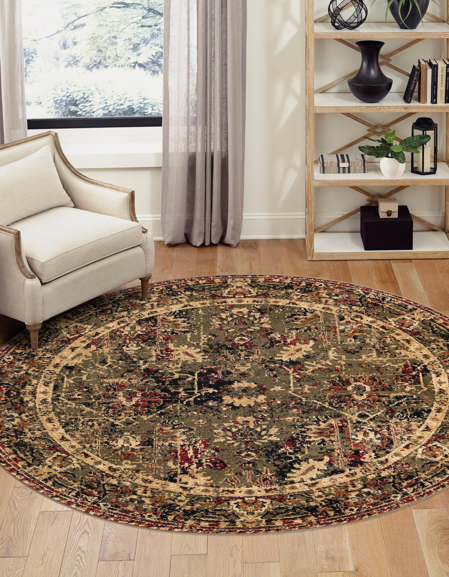 Rugs.com Saturn Collection Rug – 3 Ft Round Green Medium Rug Perfect ...