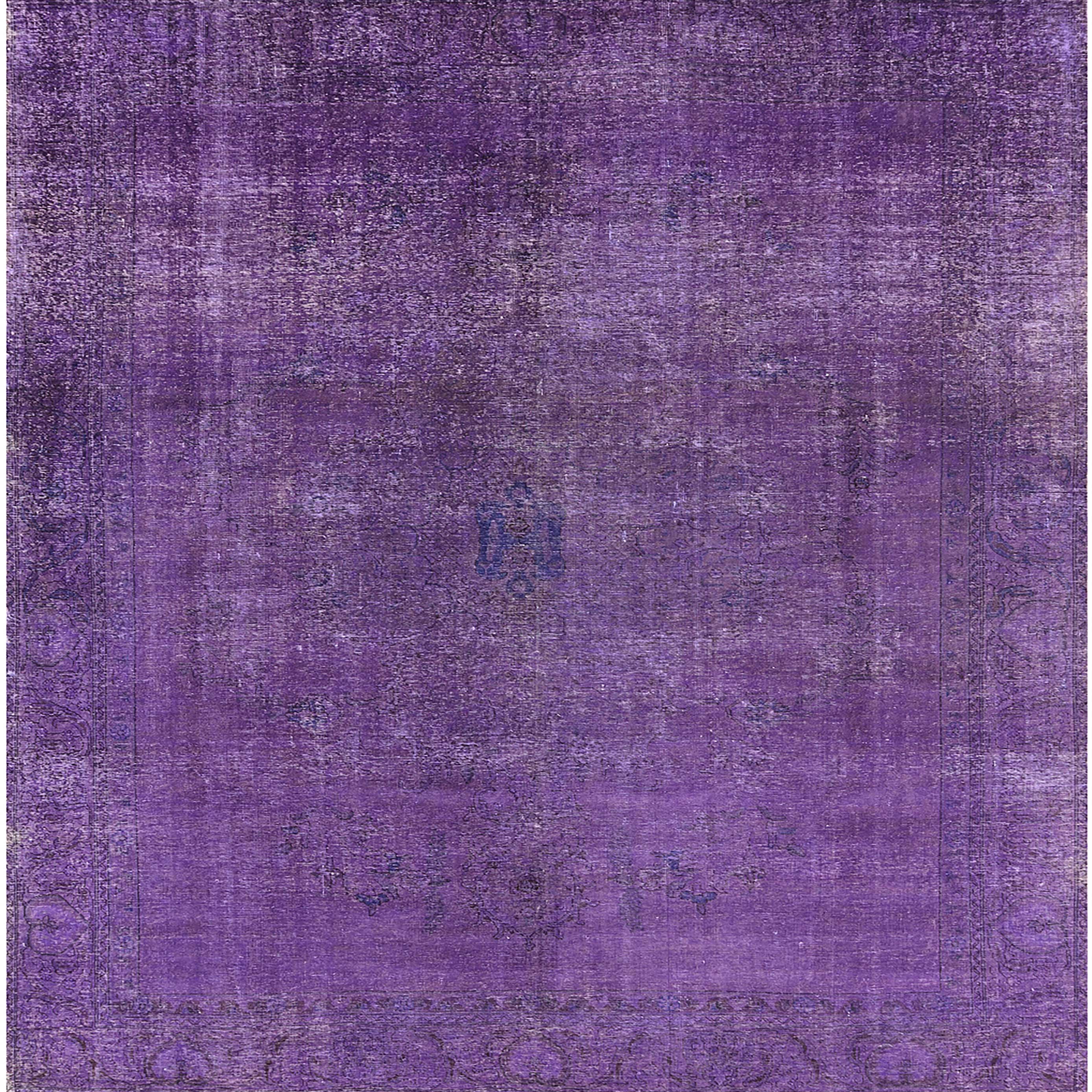 Ahgly Company Indoor Square Mid-Century Modern Bright Purple Oriental ...