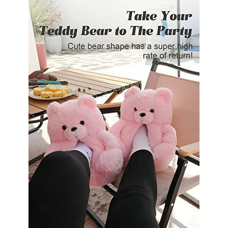 Fuzzy Bear Slippers For Adults