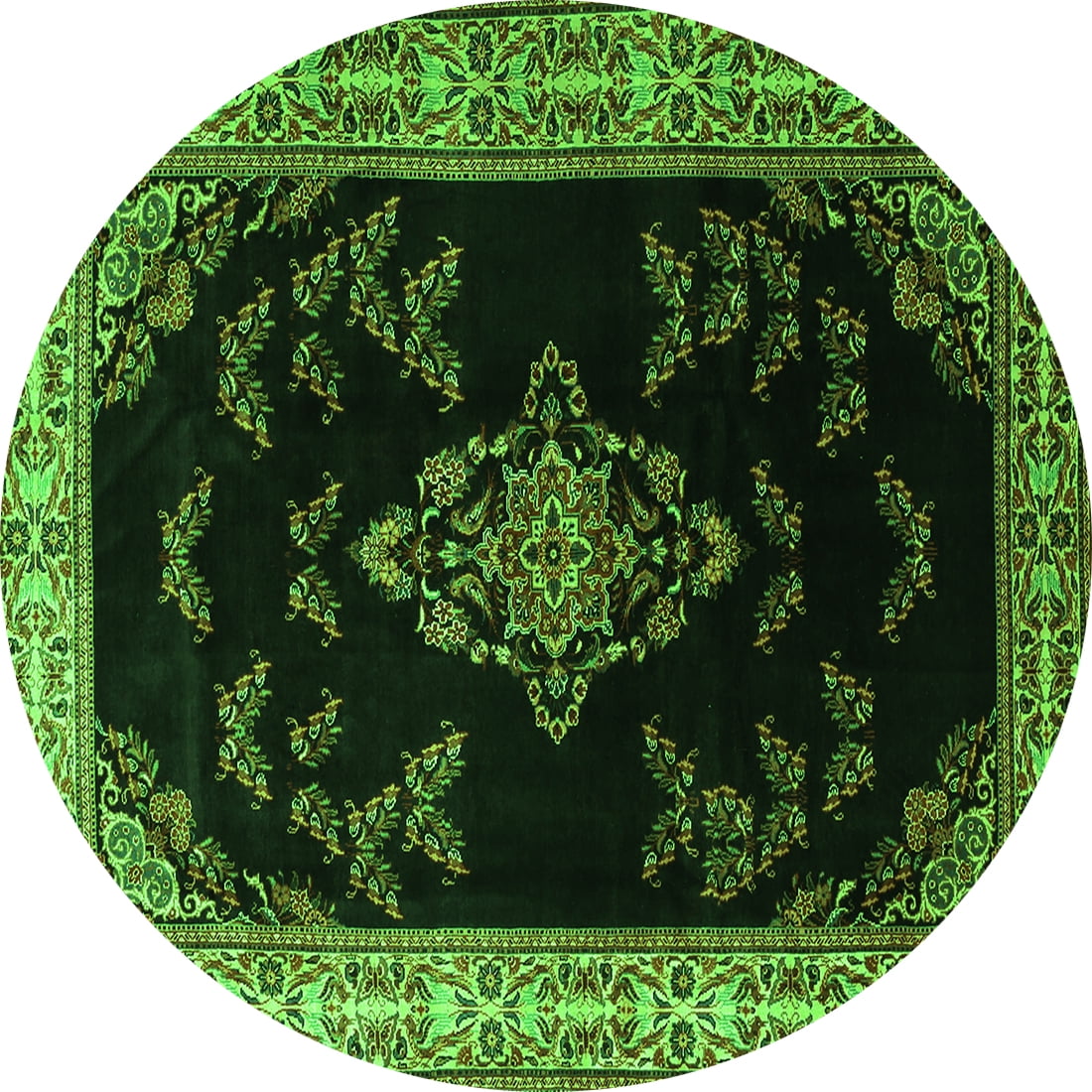 Ahgly Company Indoor Round Medallion Green Traditional Area Rugs, 7 ...