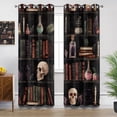Bookshelf Blackout Curtains, Gothic Library Skull Bookcase Patterned ...