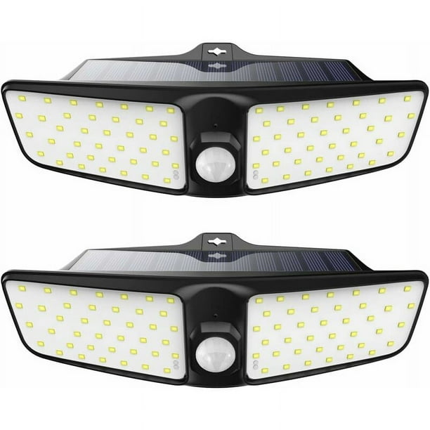 Pack Solar Powered Outdoor Wall Lights with 100 LEDs and PIR Motion Sensor, IP65 Waterproof ...
