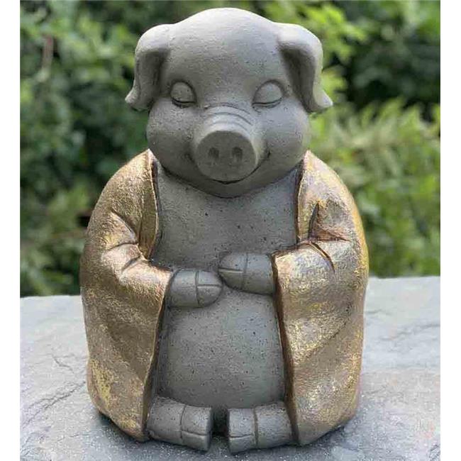 HomeRoots 473208 14 in. Golden Praying Pig Indoor & Outdoor Statue ...