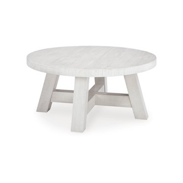 Signature Design by Ashley Frazwa Round Glasstop Coffee Table, Gray ...